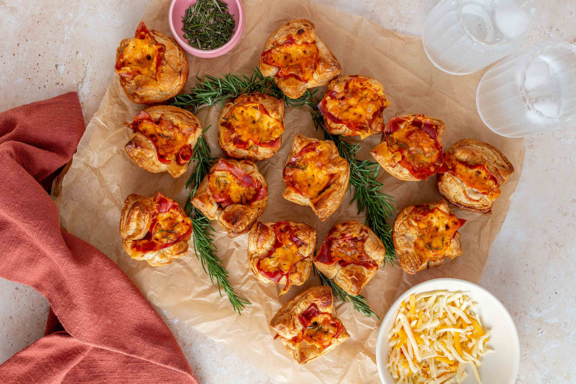 Two Cheese Puff Pastry Prosciutto Bites | Canadian Goodness