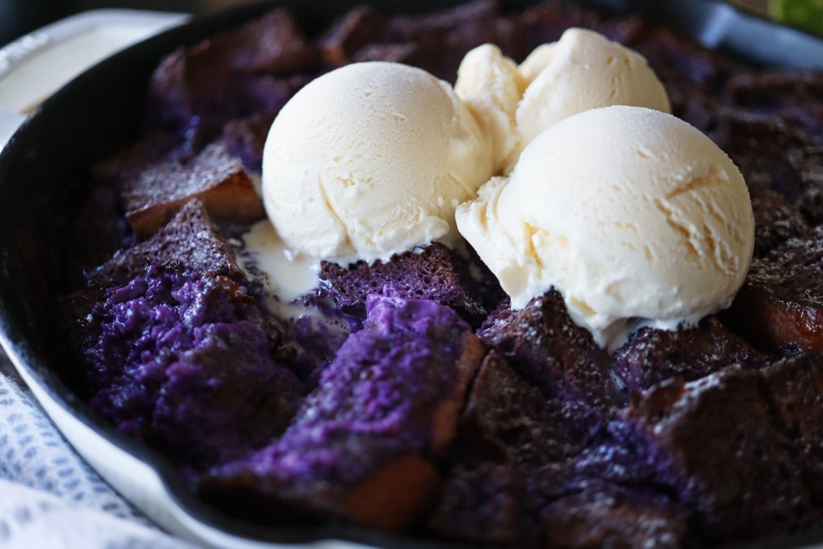 Ube Bread Pudding | Canadian Goodness