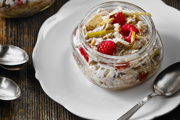 Pear Raspberry Yogurt Muesli | Canadian Goodness