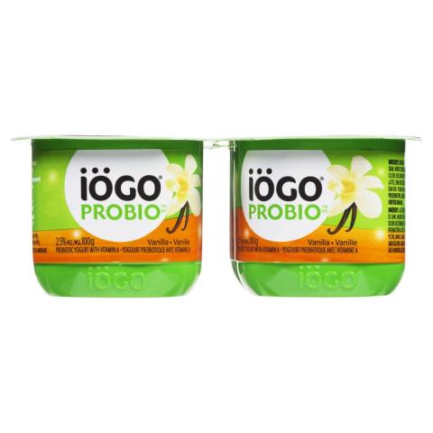 Iögo Probiotic Vanilla Yogurt 2% M.F. 4x100g | Canadian Goodness