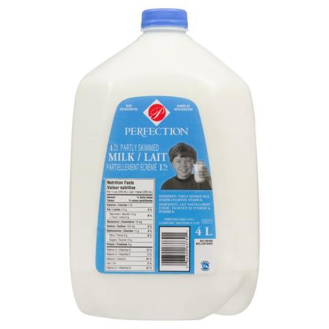 Perfection Partly Skimmed Milk 1% M.F. 4L | Canadian Goodness