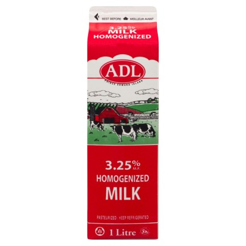 ADL Homogenized Milk 3.25% M.F. 1L | Canadian Goodness