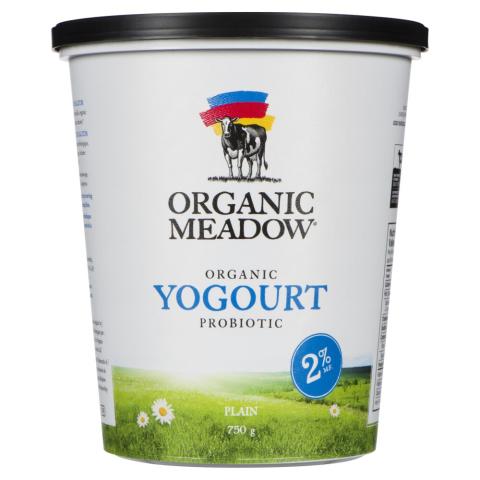 Organic Meadow Organic Plain Probiotic Yogourt 2% M.F. 750g | Canadian ...