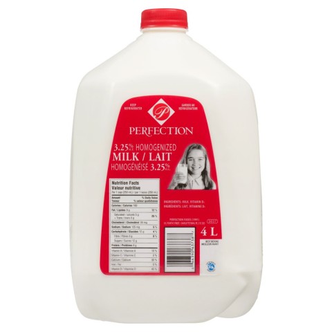 Perfection Homogenized Milk 3.25% M.F. 4L | Canadian Goodness