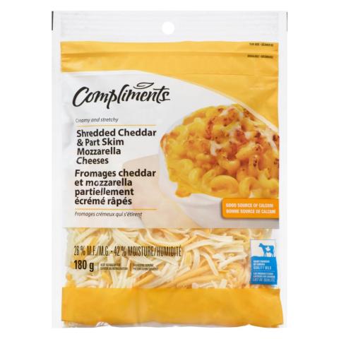 Compliments Shredded Cheddar And Part Skimmed Mozzarella 180g ...