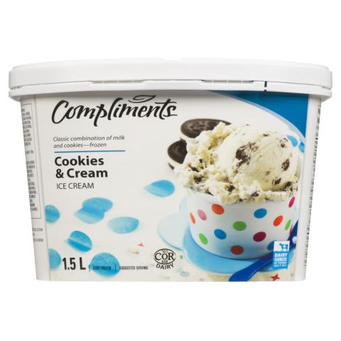 Compliments Cookies & Cream Ice Cream 1.5L | Canadian Goodness