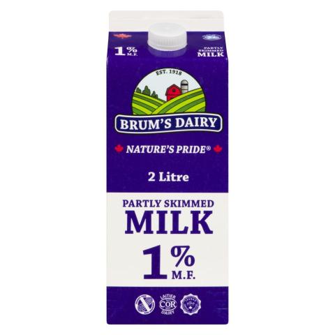 Brum's Dairy Partly Skimmed Milk 1% M.F. 2L | Canadian Goodness