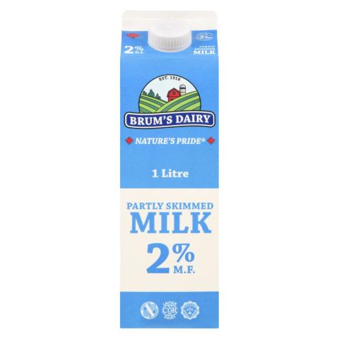 Brum's Dairy Partly Skimmed Milk 2% M.F. 1L | Canadian Goodness