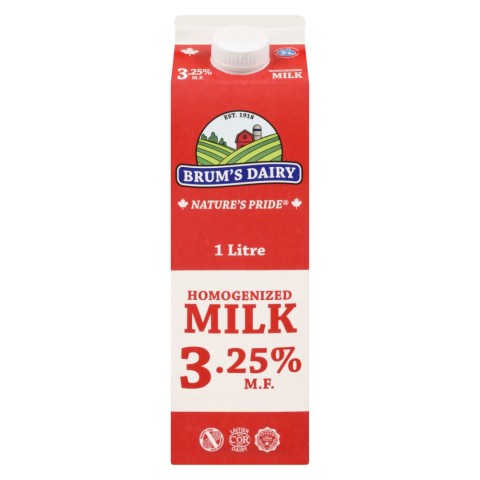 Brum's Dairy Homogenized Milk 3.25% M.F. 1L | Canadian Goodness