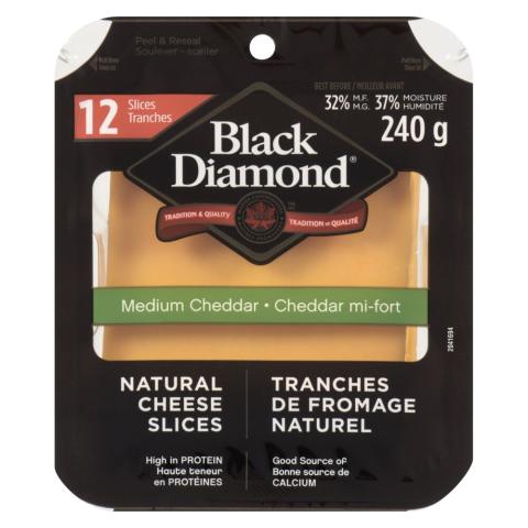 Black Diamond Sliced Medium Coloured Cheddar 240g | Canadian Goodness