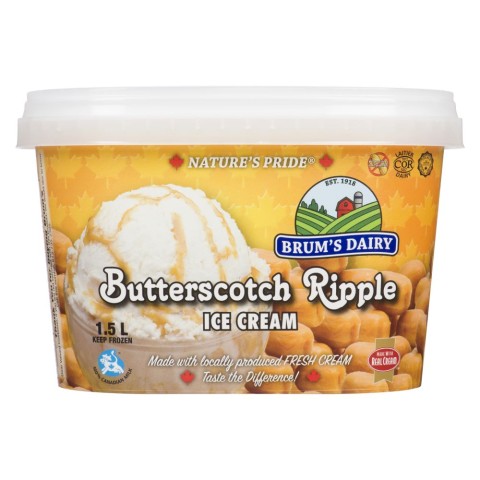 Brum's Dairy Butterscotch Ripple Ice Cream 1.5L | Canadian Goodness
