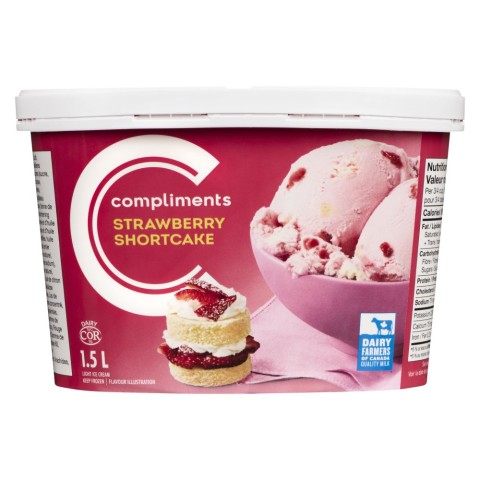 Compliments Strawberry Shortcake Light Ice Cream 1.5L | Canadian Goodness