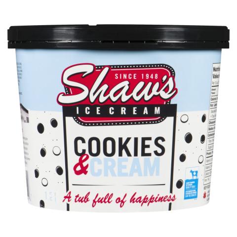 Shaw's Ice Cream Cookies & Cream Ice Cream 1.5L | Canadian Goodness