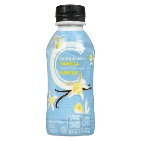 Compliments Vanilla Drinkable Yogurt 0.7% M.F. 200ml | Canadian Goodness