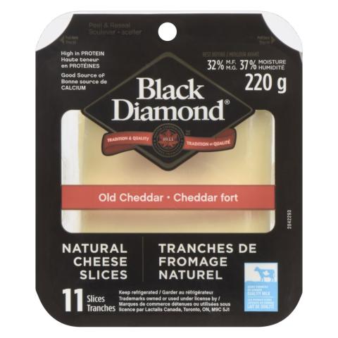 Black Diamond Sliced Old White Cheddar 220g | Canadian Goodness