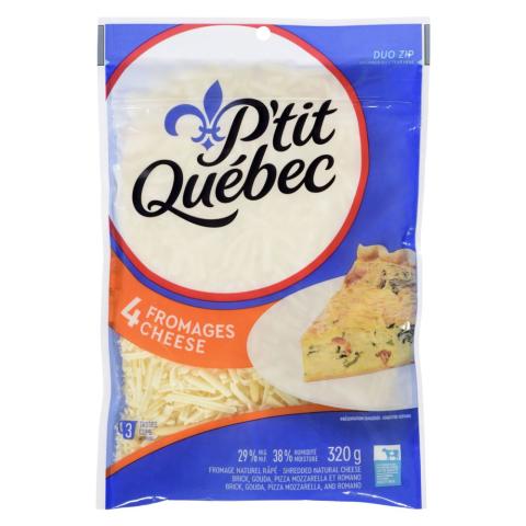 P'tit Québec Shredded 4 Natural Cheese Blend 320g | Canadian Goodness