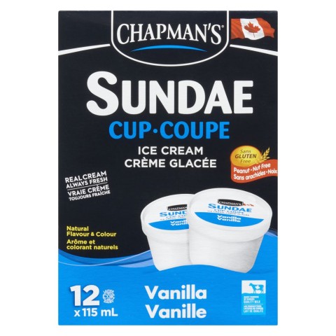 Chapman's Sundae Cup Vanilla Ice Cream 12x115ml | Canadian Goodness