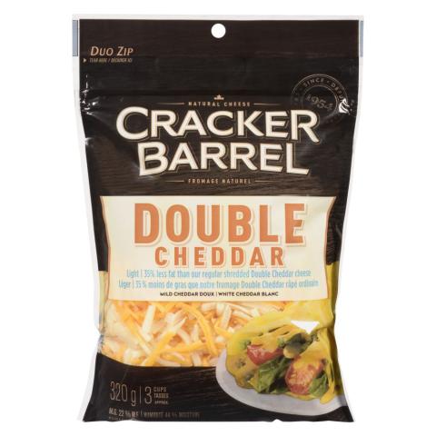 Cracker Barrel Shredded Double Light Cheddar 320g | Canadian Goodness