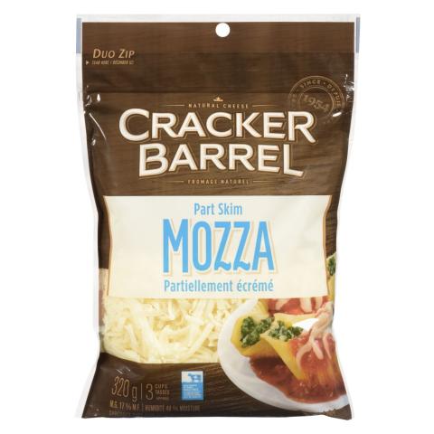 Cracker Barrel Part Skim Mozza Shredded Cheese 320g | Canadian Goodness