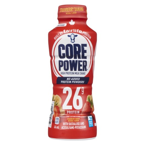 Core Power Strawberry Banana Milkshake 1% M.F. 414ml | Canadian Goodness