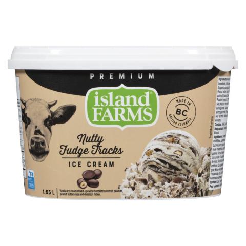 Island Farms Nutty Fudge Tracks Premium Ice Cream 1.65L | Canadian Goodness