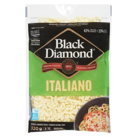 Black Diamond Italiano Shredded Cheese 320g | Canadian Goodness
