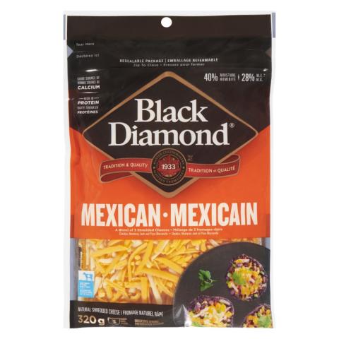 Black Diamond Shredded Mexican Cheese Blend 320g | Canadian Goodness