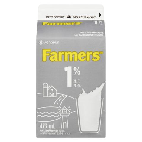 Farmers Partly Skimmed Milk 1% M.F. 473ml | Canadian Goodness