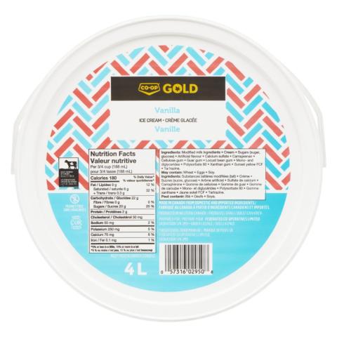 CO-OP Gold Vanilla Ice Cream 4L | Canadian Goodness