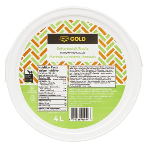 CO-OP Gold Butterscotch Ripple Ice Cream 4L | Canadian Goodness