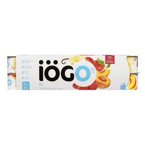 Iögo Strawberry, Peach, Vanilla And Raspberry Yogurt 0% M.F. 24x100g ...