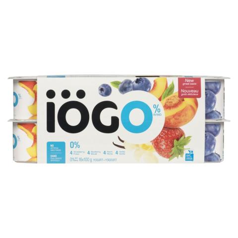 Iögo Strawberry, Blueberry, Peach And Vanilla Yogurt 0% M.F. 16x100g ...