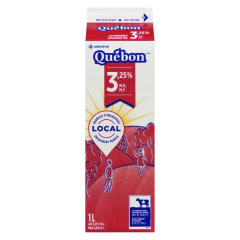 Québon Homogenized Milk 3.25% M.F. 1L | Canadian Goodness