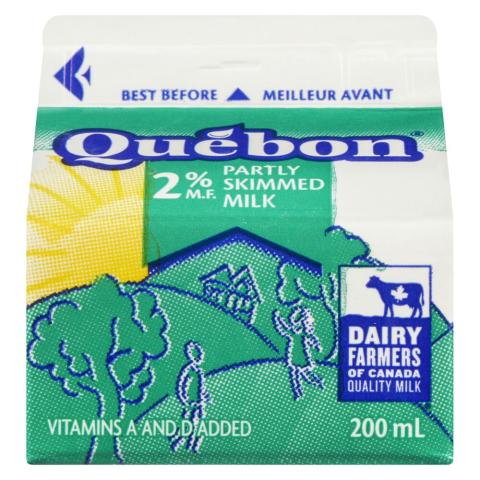 Québon Partly Skimmed Milk 2% M.F. 200ml | Canadian Goodness