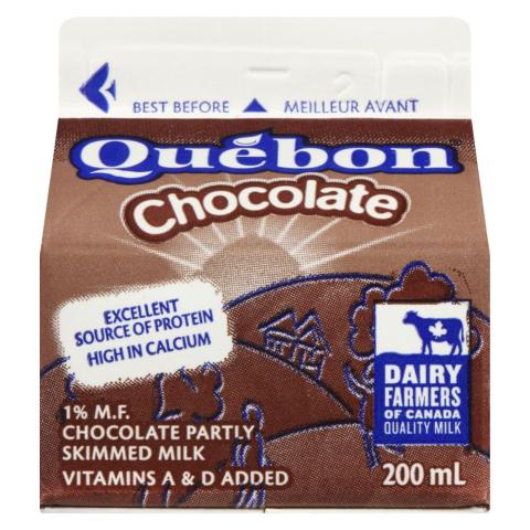 Québon Partly Skimmed Chocolate Milk 1% M.F. 200ml | Canadian Goodness