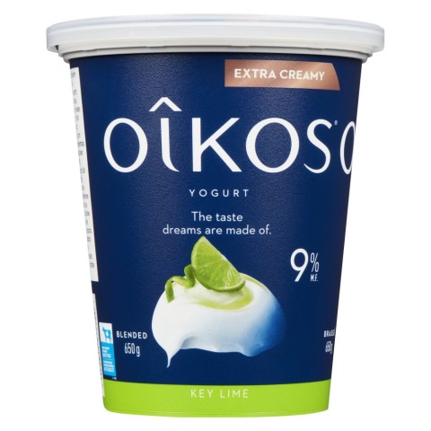 Oîkos Key Lime Yogurt 9% M.F. 650g | Canadian Goodness