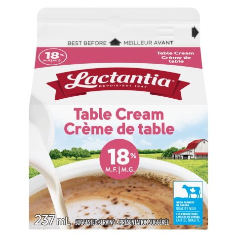 Lactantia Table Cream 18% M.F. 237ml | Canadian Goodness