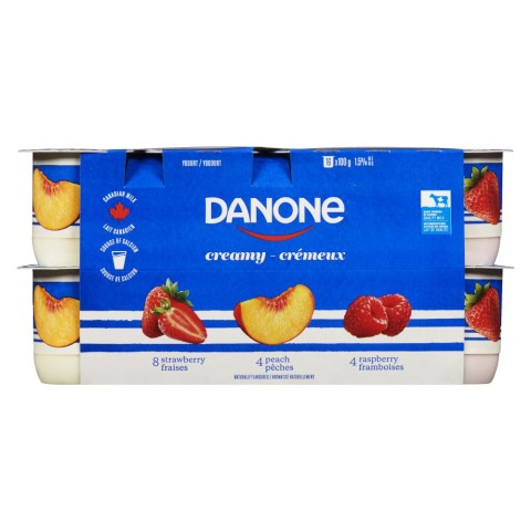 Danone Creamy Strawberry Peach Raspberry Yogourt 1.5% M.F. 16x100g ...