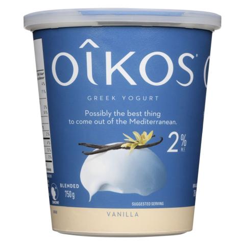 Oîkos Vanilla Greek Yogurt 2% M.F. 750g | Canadian Goodness