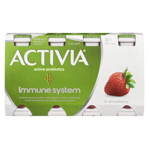 Activia Strawberry Drinkable Probiotic Yogourt 1.5% M.F. 8x93ml ...