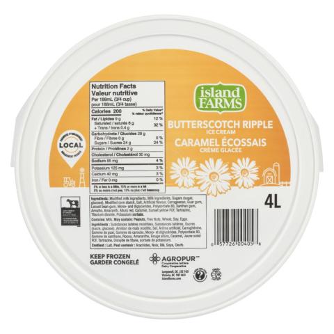 Island Farms Butterscotch Ripple Ice Cream 4L | Canadian Goodness