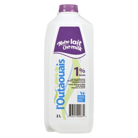 Laiterie de l'Outaouais Partly Skimmed Milk 1% M.F. 2L | Canadian Goodness