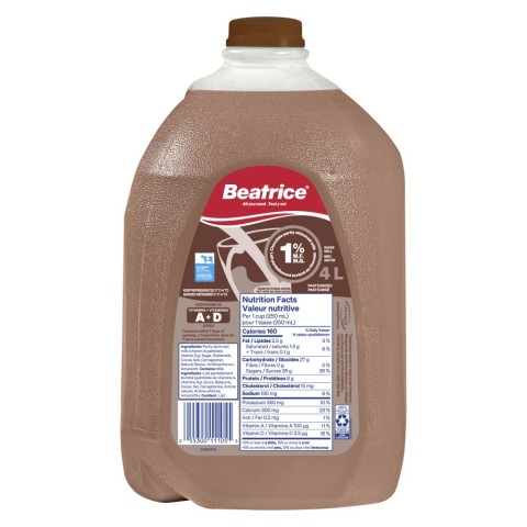 Beatrice Partly Skimmed Chocolate Milk 1% M.F. 4L | Canadian Goodness