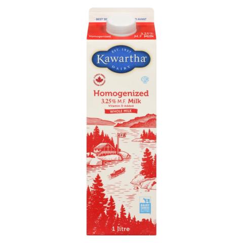 Kawartha Dairy Homogenized Milk 3.25% M.F. 1L | Canadian Goodness
