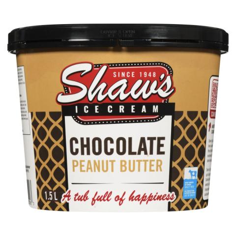 Shaw's Ice Cream Chocolate Peanut Butter Ice Cream 1.5L | Canadian Goodness