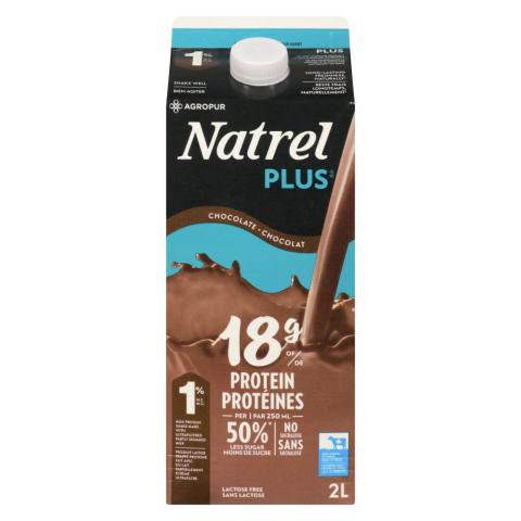 Natrel Plus Lactose Free Chocolate Milk Protein Shake 1% M.F. 2L | Canadian Goodness