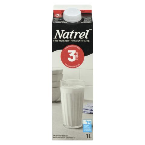Natrel Fine-Filtered Homogenized Milk 3.25% M.F. 1L | Canadian Goodness